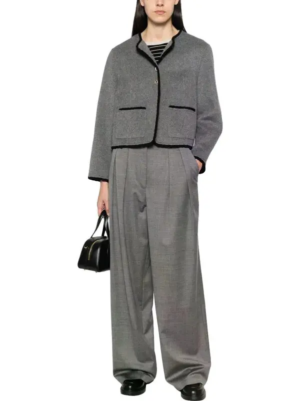 Maje Gardenia Braid-trim Single-breasted Jacket - Grey