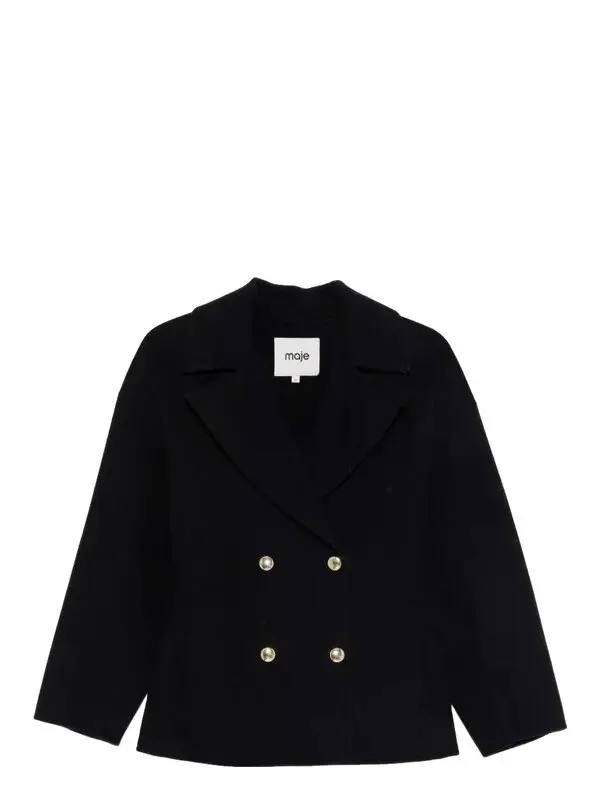 Maje Double-breasted Wool Jacket - Blue
