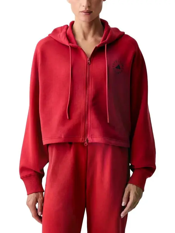 Adidas By Stella McCartney Logo-print Cropped Hoodie - Red