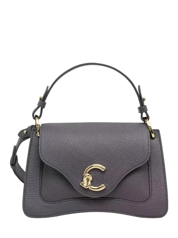 COCCINELLE Small C-me Logo-plaque Pebbled-leather Tote Bag - Grey