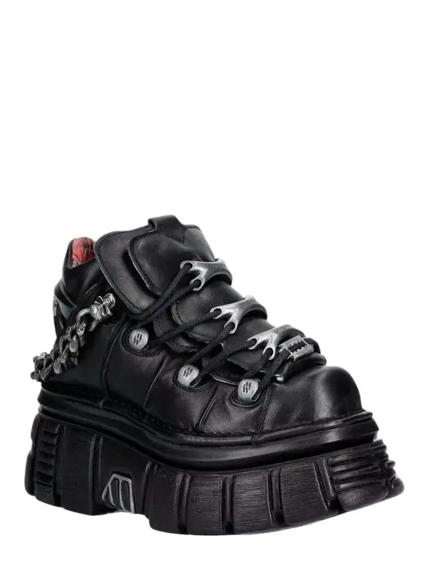 NEW ROCK Metallic Platform Chain-link Boots - Black