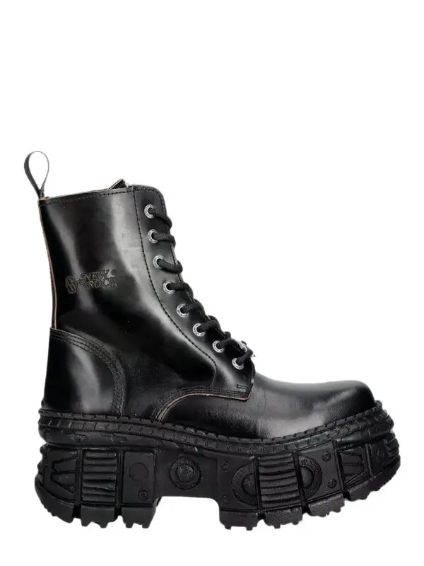 NEW ROCK Platform Lace-up Boots - Black