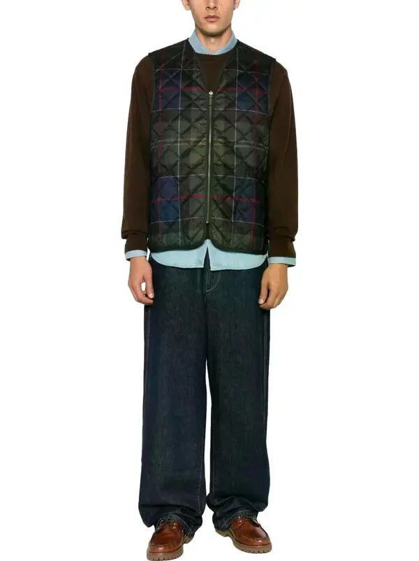 Barbour Quilted Tartan Waistcoat - Green