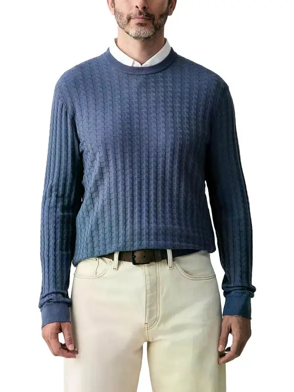 Armani Exchange Basket-weave Crew Neck Sweater - Blue