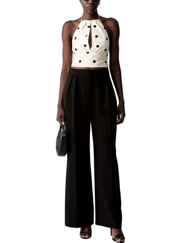 Bardot Phoebe Polka-dot Halterneck Top - Neutrals