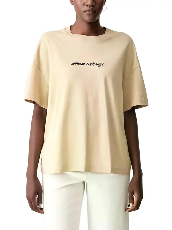 Armani Exchange Logo-embroidered T-shirt - Neutrals