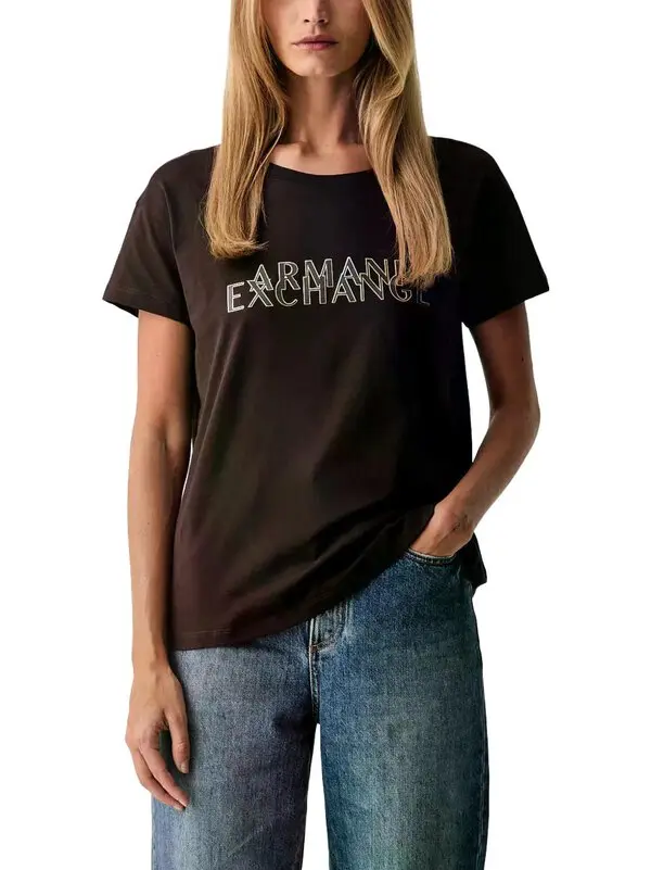 Armani Exchange Logo-print T-shirt - Brown