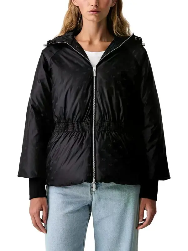 Armani Exchange Logo Print Drawstring Hood Jacket - Black