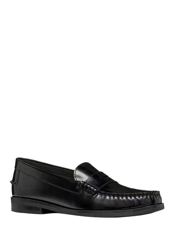 Geox Polished Finish Penny Loafers - Black