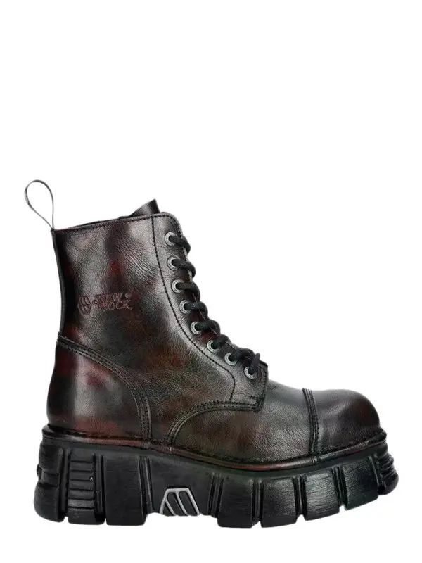 NEW ROCK Lace-up Platform Boots - Red