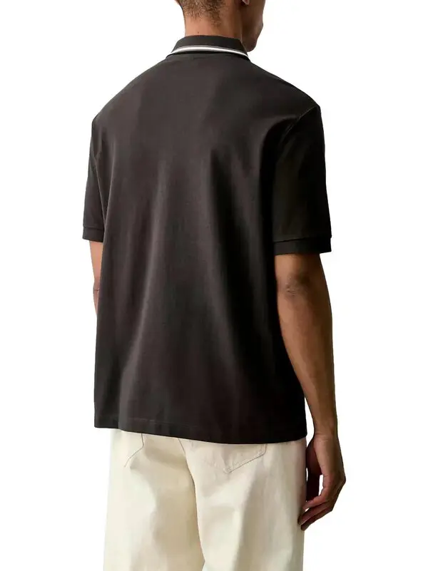 Armani Exchange Logo-patch Tipped Polo Shirt - Brown