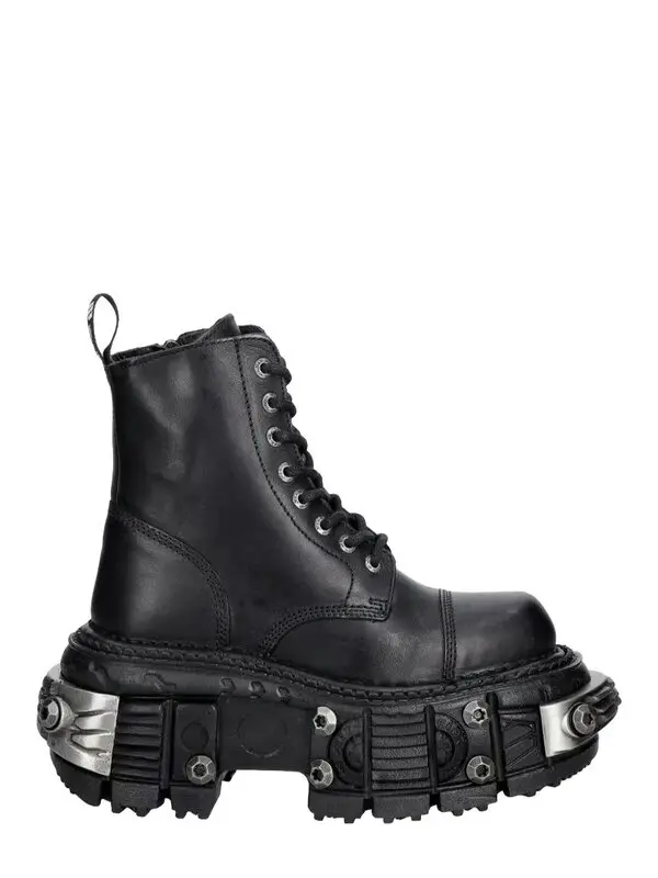 NEW ROCK Metallic Platform Boots - Black