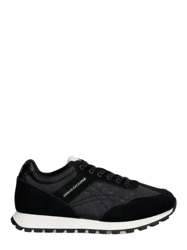 Armani Exchange Monogram-print Lace-up Sneakers - Black