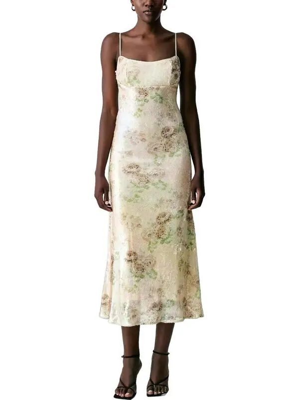 Bardot Adoni Floral-print Sequin-embellished Midi Dress - Neutrals