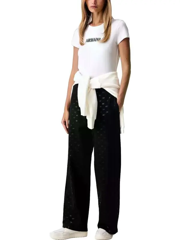 Armani Exchange Monogram-pattern Trousers - Black