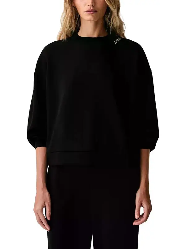 Armani Exchange Logo Embroidered Crewneck Sweatshirt - Black