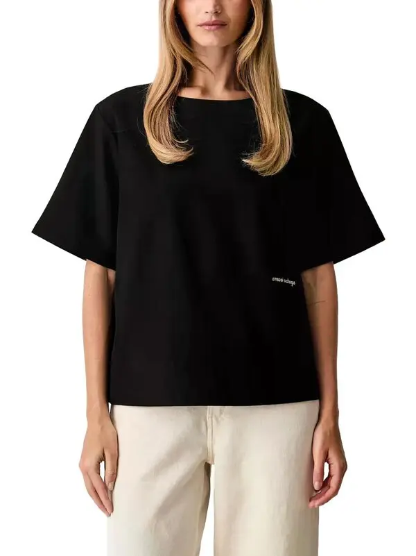 Armani Exchange Logo Embroidered Zip-fastening Top - Black