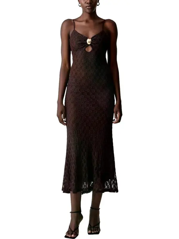 Bardot Karla Floral-lace Cut-out Midi Dress - Brown
