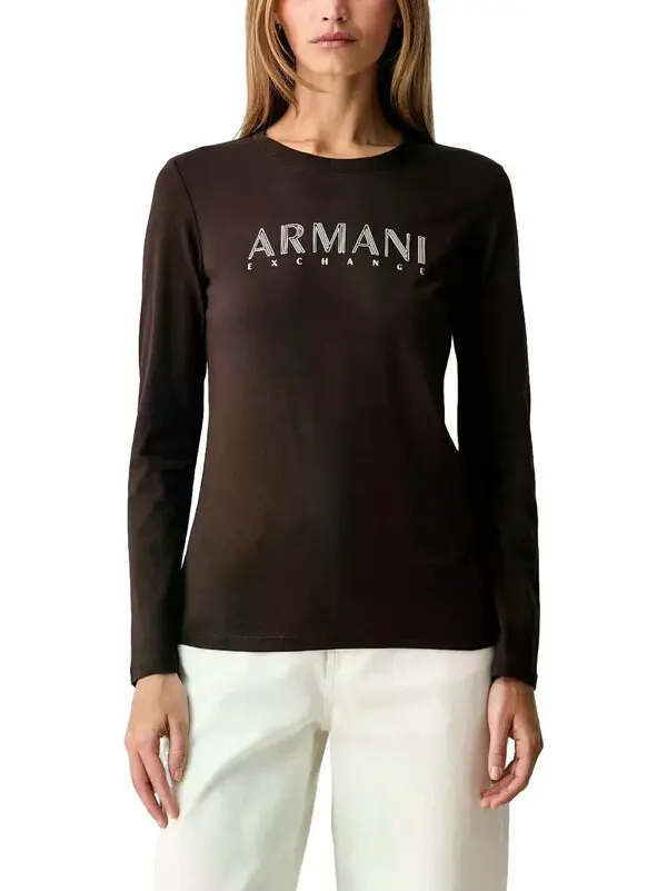 Armani Exchange Logo-print Long-sleeved T-shirt - Brown