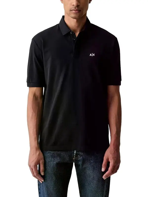 Armani Exchange Logo-print Piqué Polo Shirt - Black