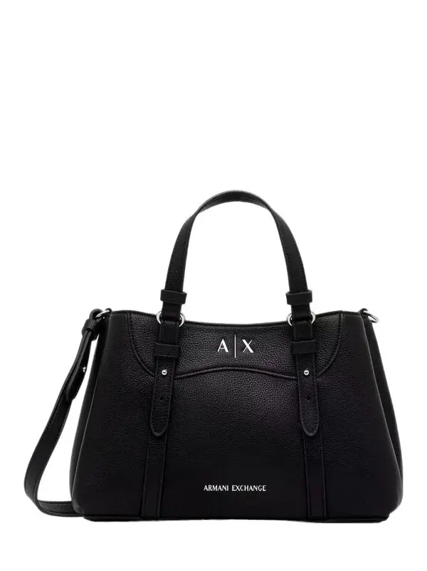 Armani Exchange Logo-plaque Pebbled Tote Bag - Black