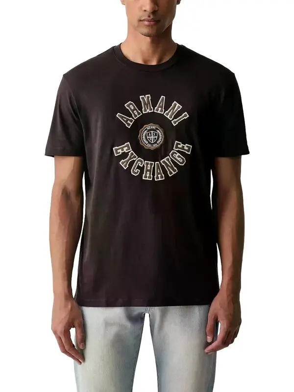 Armani Exchange Logo-patch T-shirt - Brown