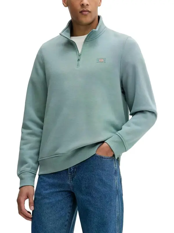 Dickies Oakport Quarter-zip Logo-patch Sweatshirt - Blue