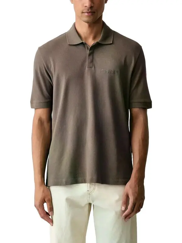 Armani Exchange Logo-detail Short-sleeved Polo Shirt - Brown