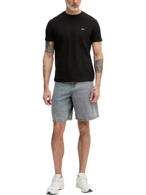 Armani Exchange Textured Logo-print T-shirt - Black