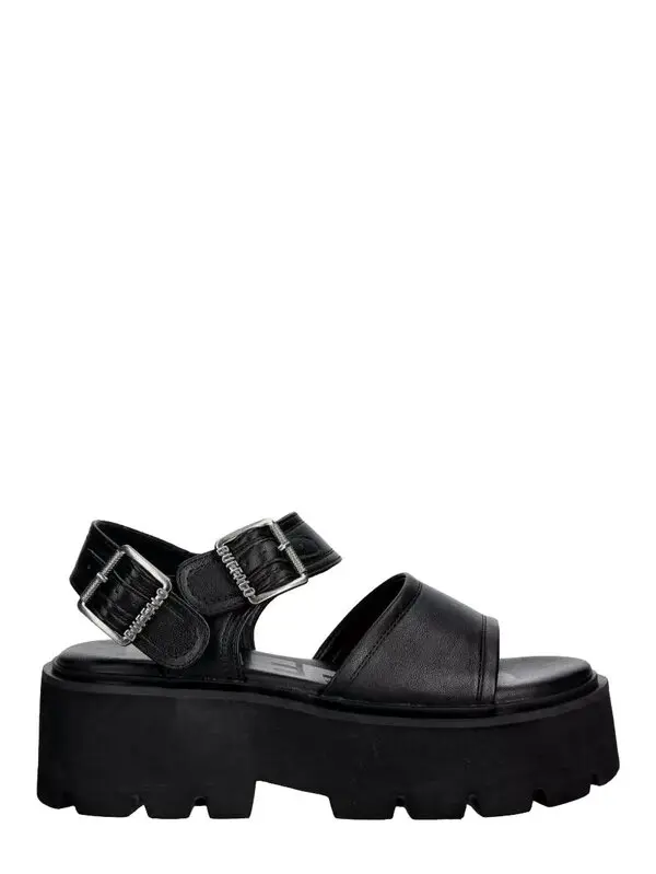BUFFALO Platform Buckle Fastening Sandals - Black