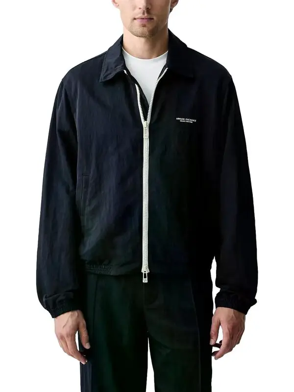 Armani Exchange Logo Print Zip-up Jacket - Blue