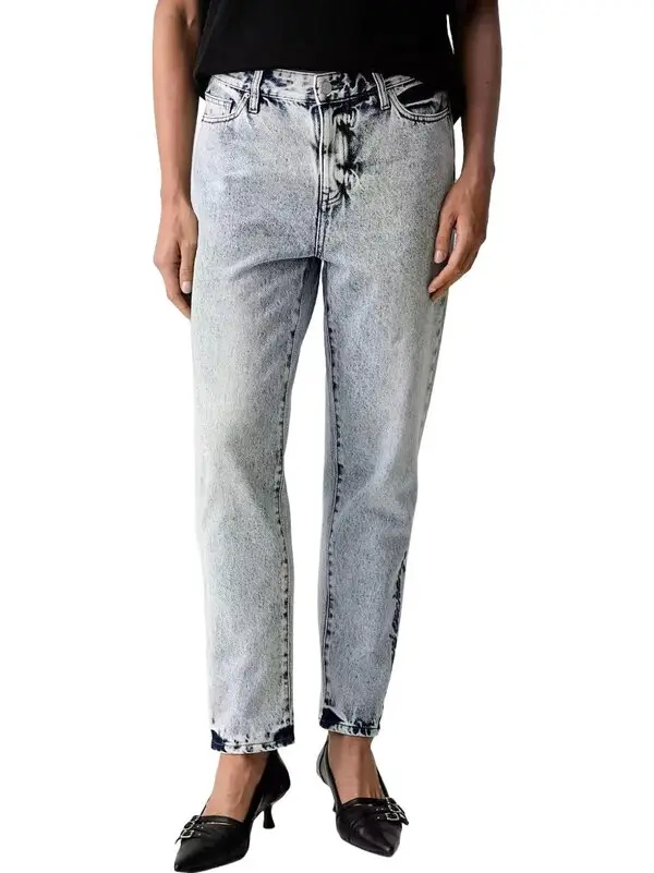 Armani Exchange Acid-wash Embroidered-logo Jeans - Blue
