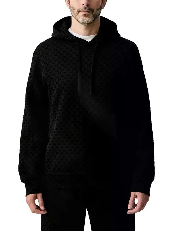 Armani Exchange Logo-pattern Drawstring Hoodie - Black