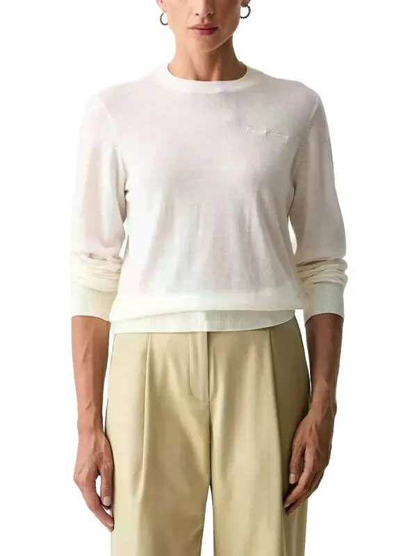 Armani Exchange Logo-embroidered Crew-neck Sweater - Neutrals