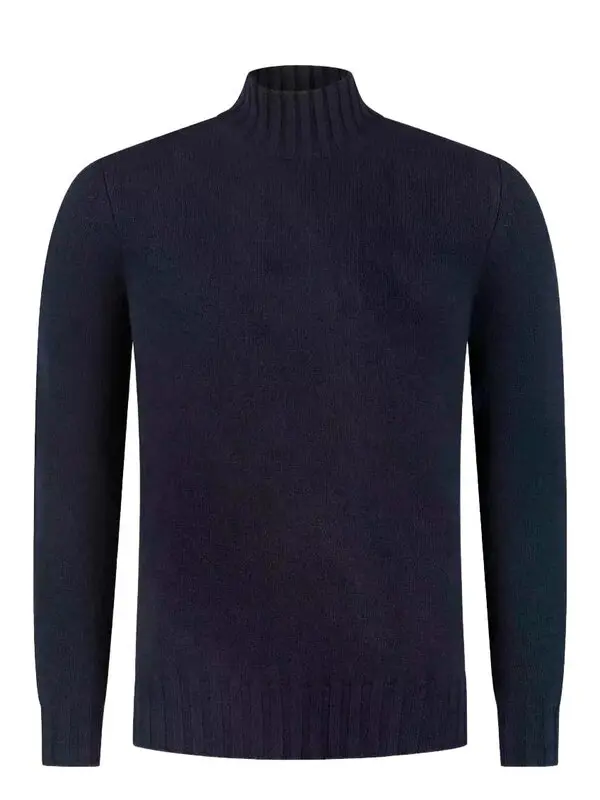 DORIANI CASHMERE Ribbed-knit Mock-neck Sweater - Blue