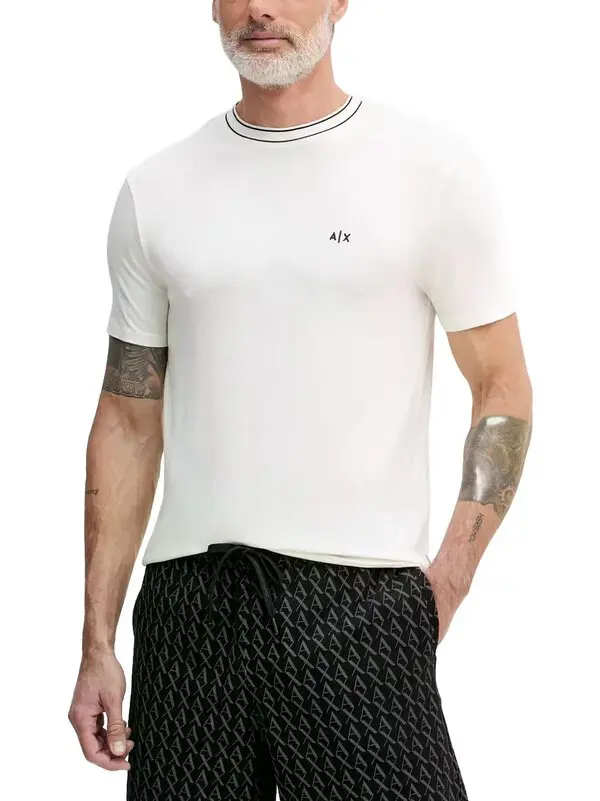 Armani Exchange Logo-print Contrast-trim T-shirt - Neutrals