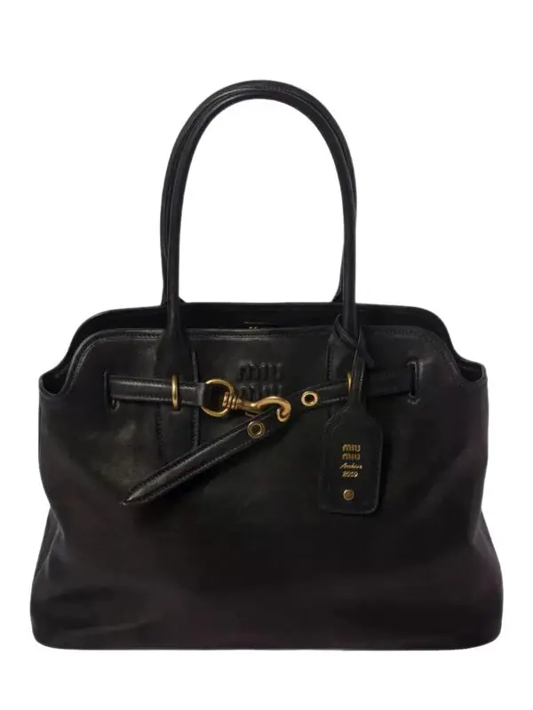 Miu Miu Adventure Logo-embossed Buckled Shoulder Bag - Black