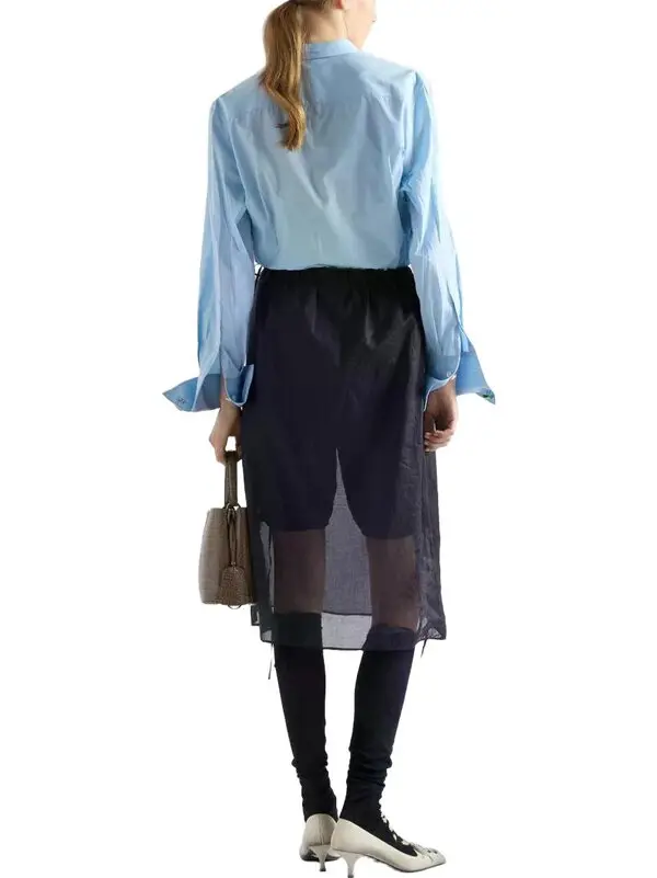 Prada Cotton Organdy Midi Skirt - Black