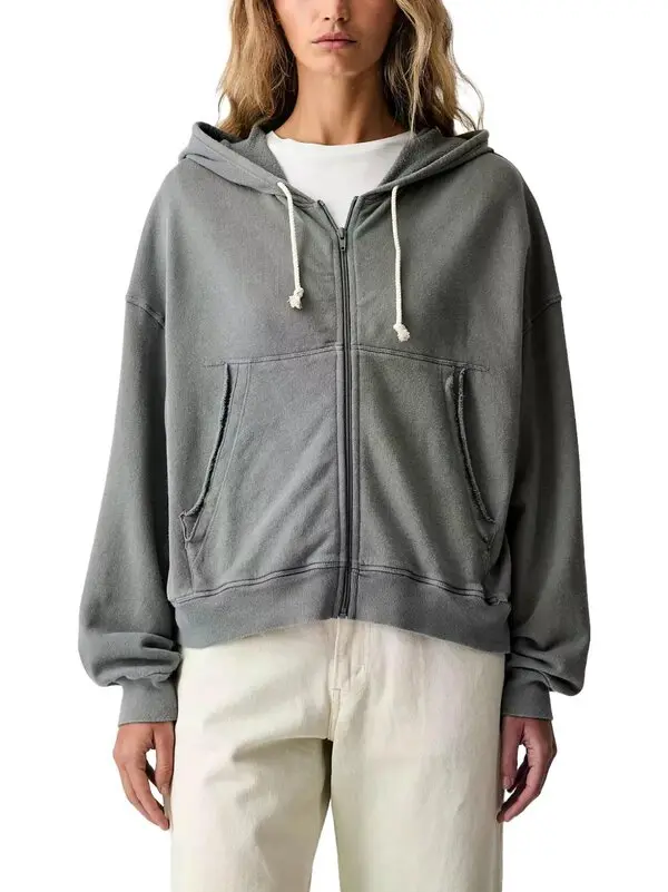 American Vintage Zip-up Drawstring Hoodie - Grey