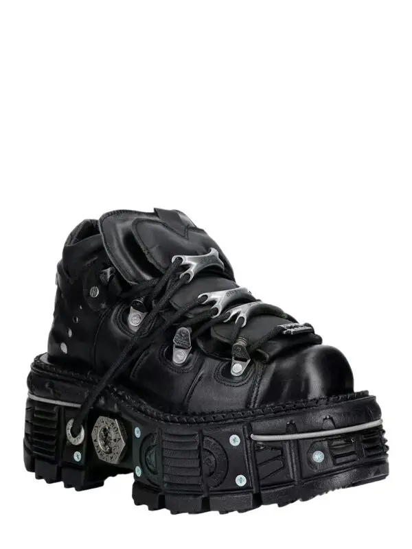 NEW ROCK Logo-plaque Platform Sneakers - Black