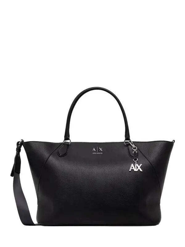 Armani Exchange Logo-plaque Pebbled Tote Bag - Black