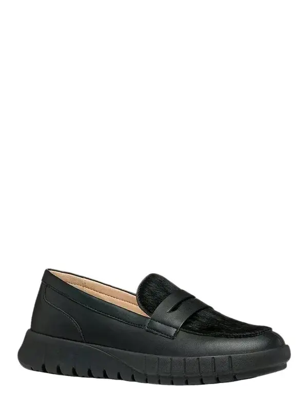 Geox Flextride Calf Hair-panel Loafers - Black