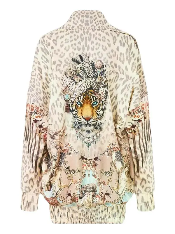 Camilla Leopard-print Crystal-embellished Jacket - Neutrals