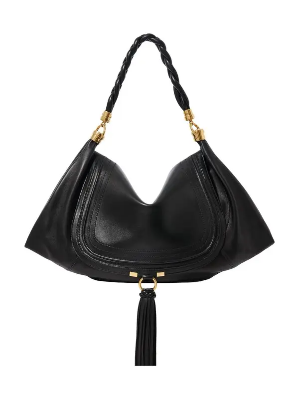 Chloé Large Marcie Foulard Hobo Bag In Soft Leather - Black