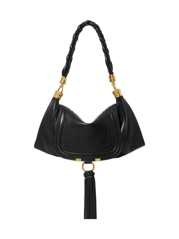 Chloé Small Marcie Foulard Hobo Bag In Soft Leather - Black
