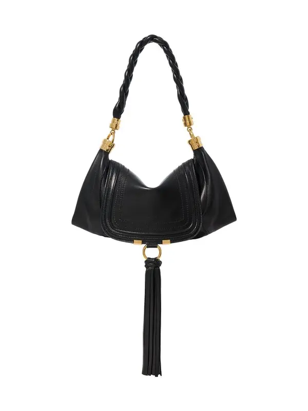 Chloé Small Marcie Foulard Hobo Bag In Soft Leather - Black