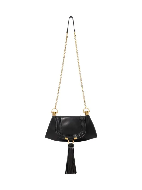 Chloé Mini Marcie Foulard Chain Bag In Soft Leather - Black