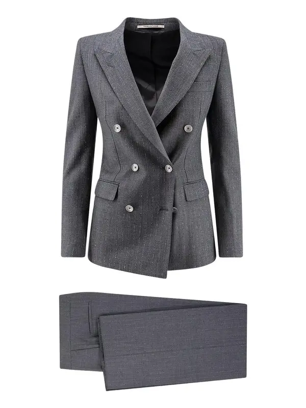 Tagliatore Parigi Stretch Virgin Wool Suit With Pinstripe Effect - Grey