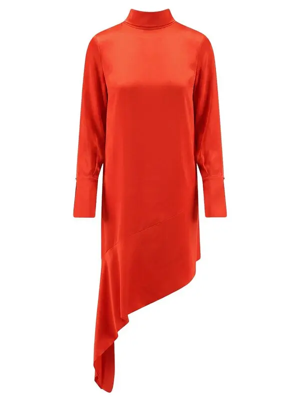 SEMICOUTURE Asymmetric Satin Dress - Red