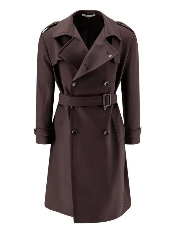 Tagliatore Water Repellent Virgin Wool Trench Coat - Brown